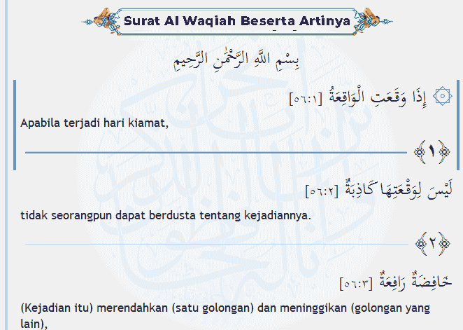 Surat Al Waqiah dan Arti Full Teks - Al Quran Online